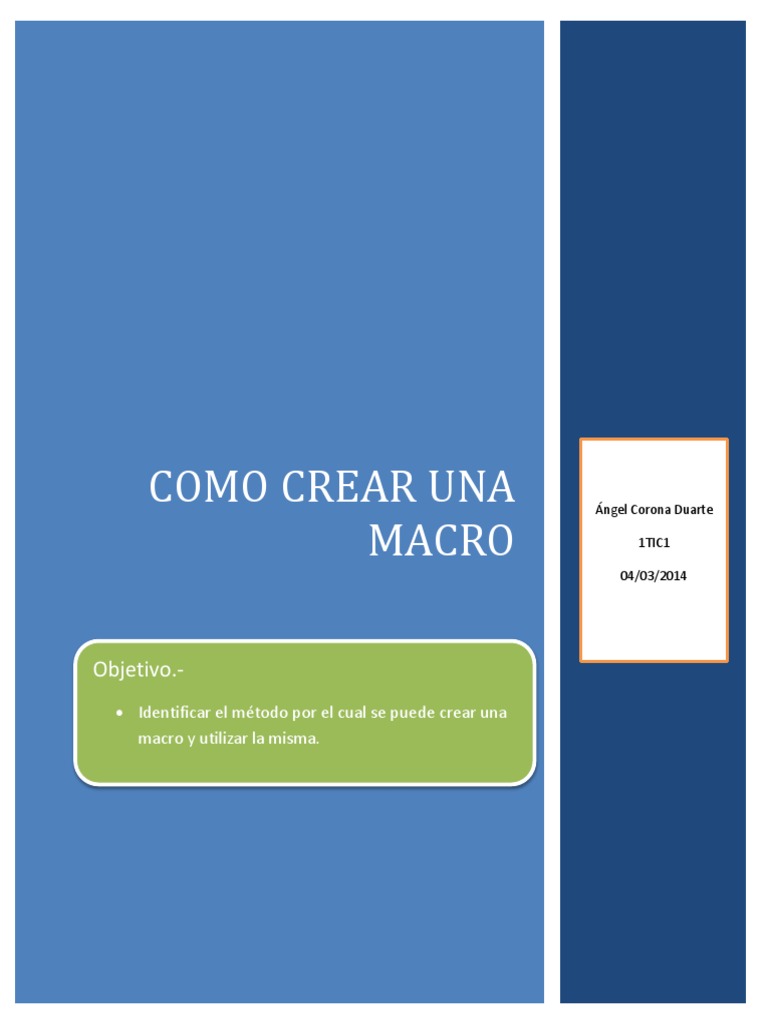 Práctica 3 Como Crear Macros | PDF | Macro (informática) | Microsoft Excel