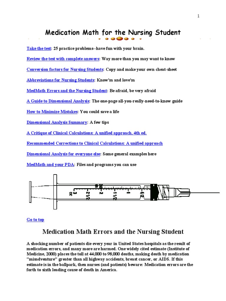 Medication Math For The Nursing Student | PDF | Teaspoon | Nursing