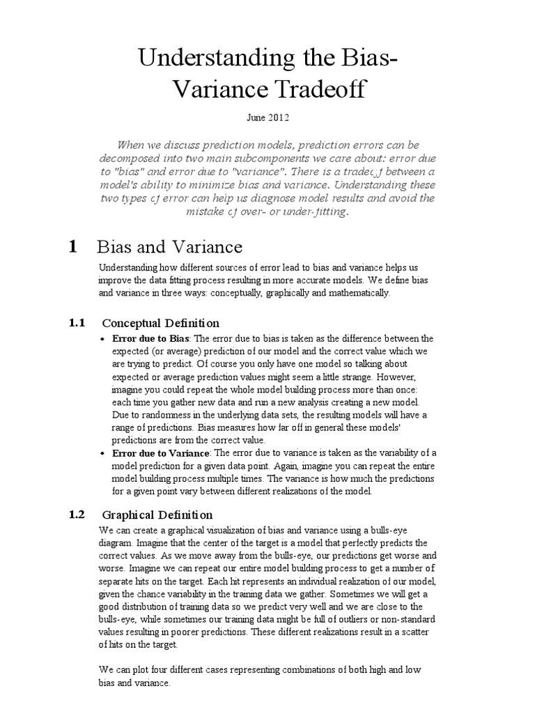 Understanding The Bias-Variance Tradeoff | PDF | Bias Of An Estimator ...