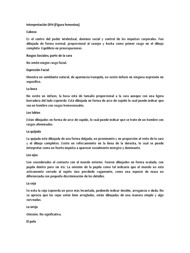 Interpretación DFH Figura Femenina | PDF | Masculinidad | Mujer