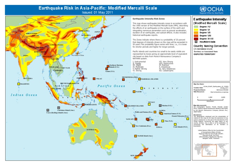 Asia-Pacific Earthquake Risk Map | PDF | Pacific Ocean | New Zealand