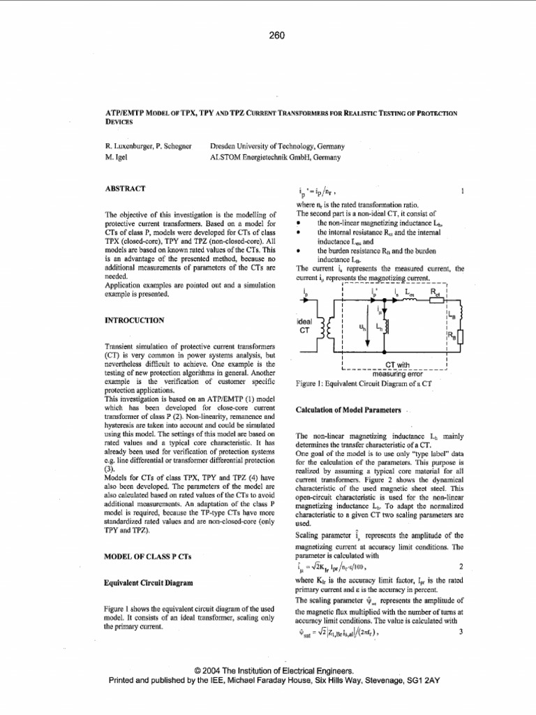 ATP EMTP Model of TPX, TPY and TPZ Current Transformers For Realistic ...
