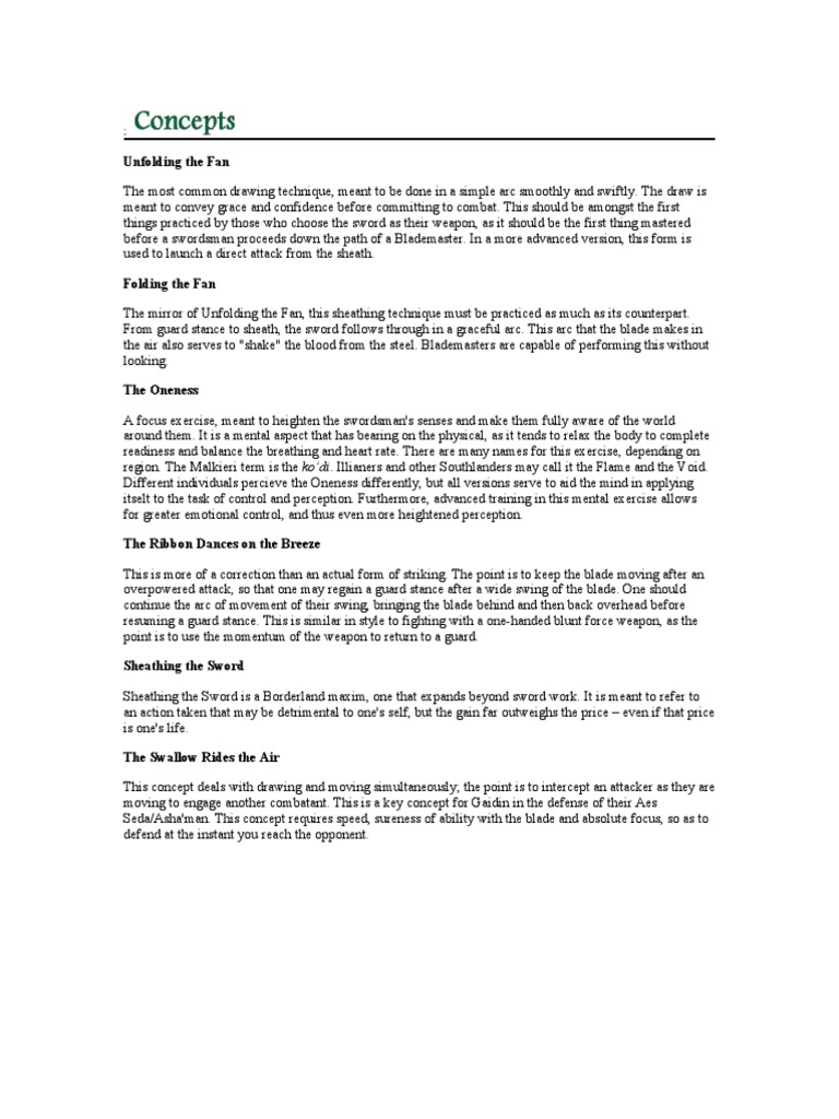Sword Forms and Techniques in WOT | PDF | Swordsmanship | Sword