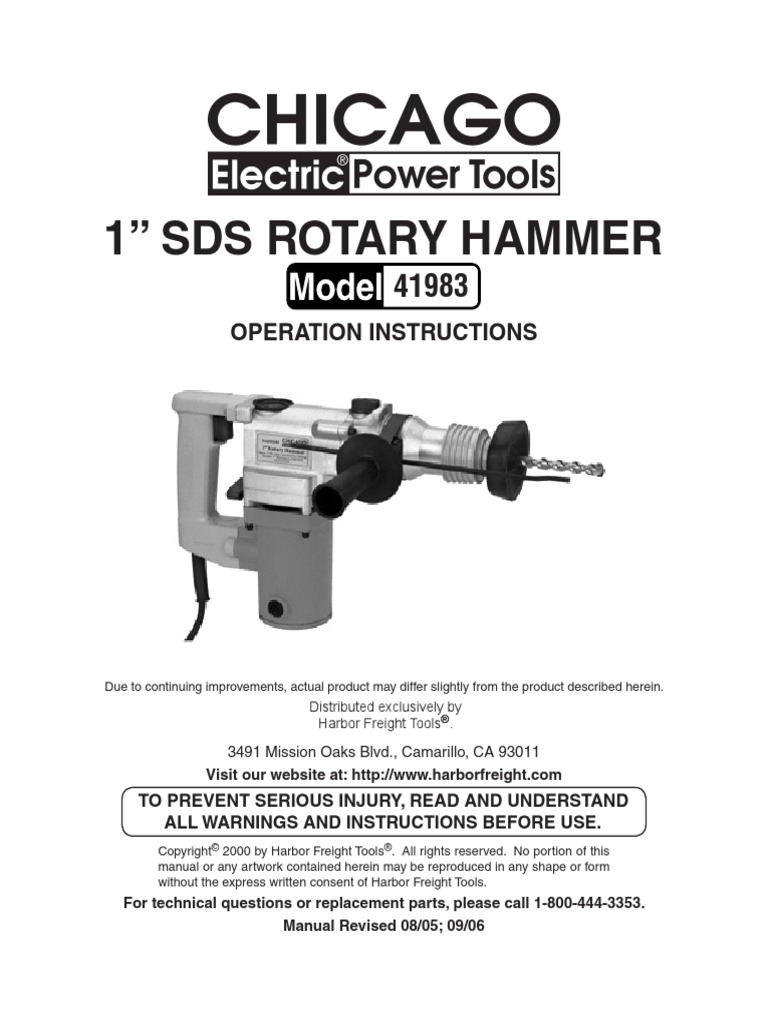 Rotary Hammer 41983 | PDF | Ac Power Plugs And Sockets | Drill