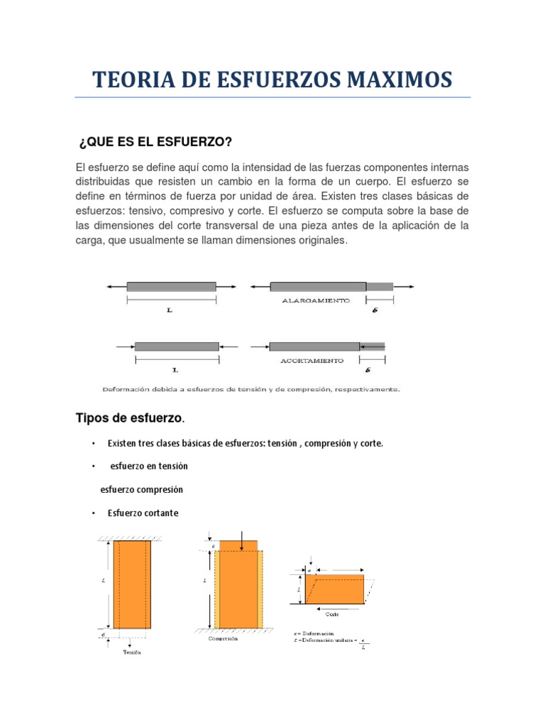 Teoría del Esfuerzo Máximo | PDF | Estrés (Mecánica) | Doblar