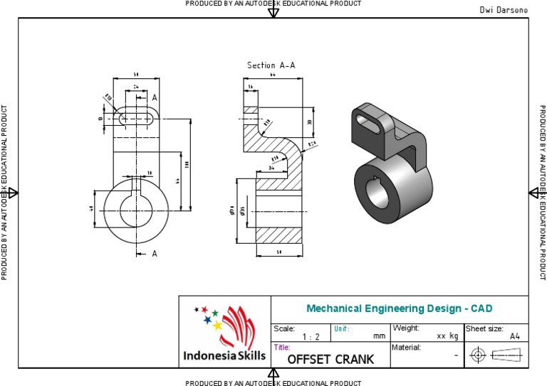 Offset Crank CAD Drawing | PDF | Art
