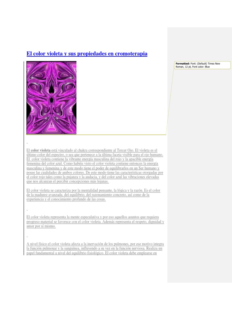 Propiedades del color violeta en cromoterapia | PDF | Color | Amor