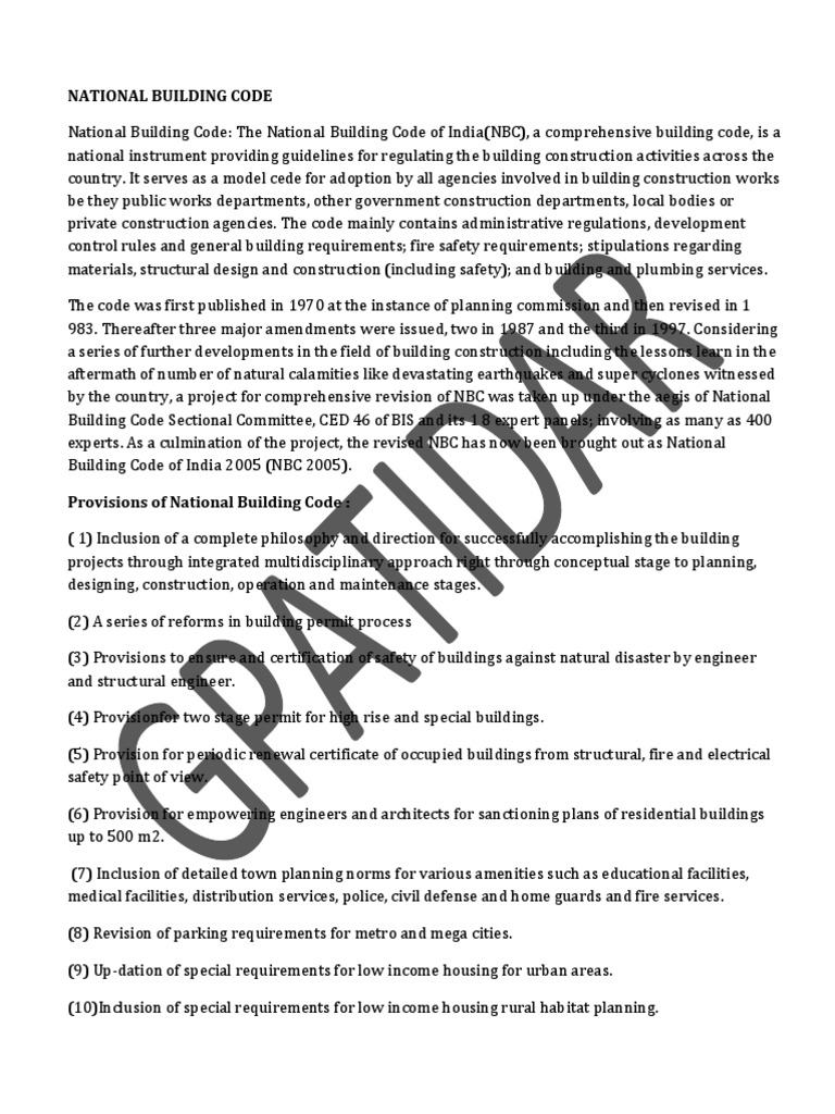National Building Code Summary Notes | PDF | Building Code | By Law