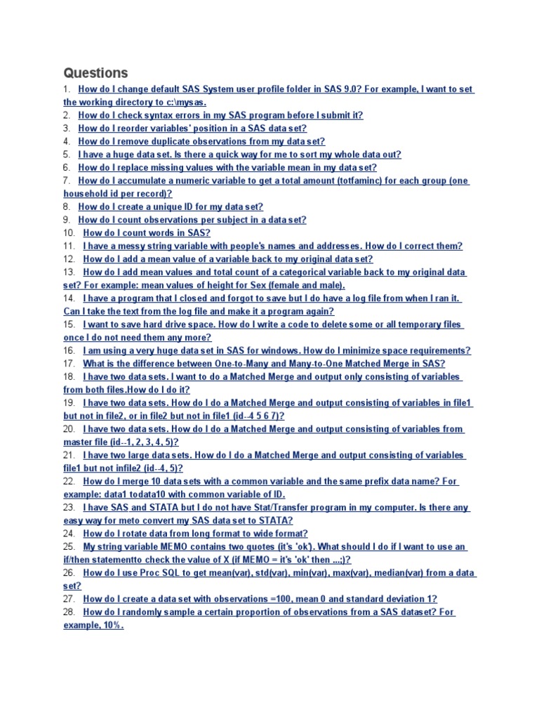Sas Questions | PDF