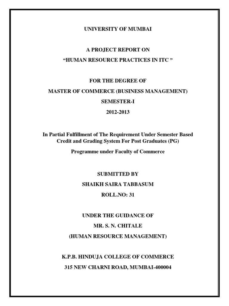 Human Resource Practices at ITC | PDF | Governance | Supply Chain