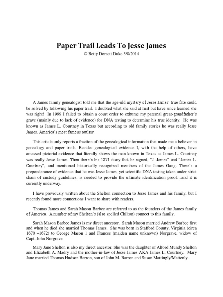 Jesse James Family Genealogy Insights | PDF | Jesse James | Genealogy