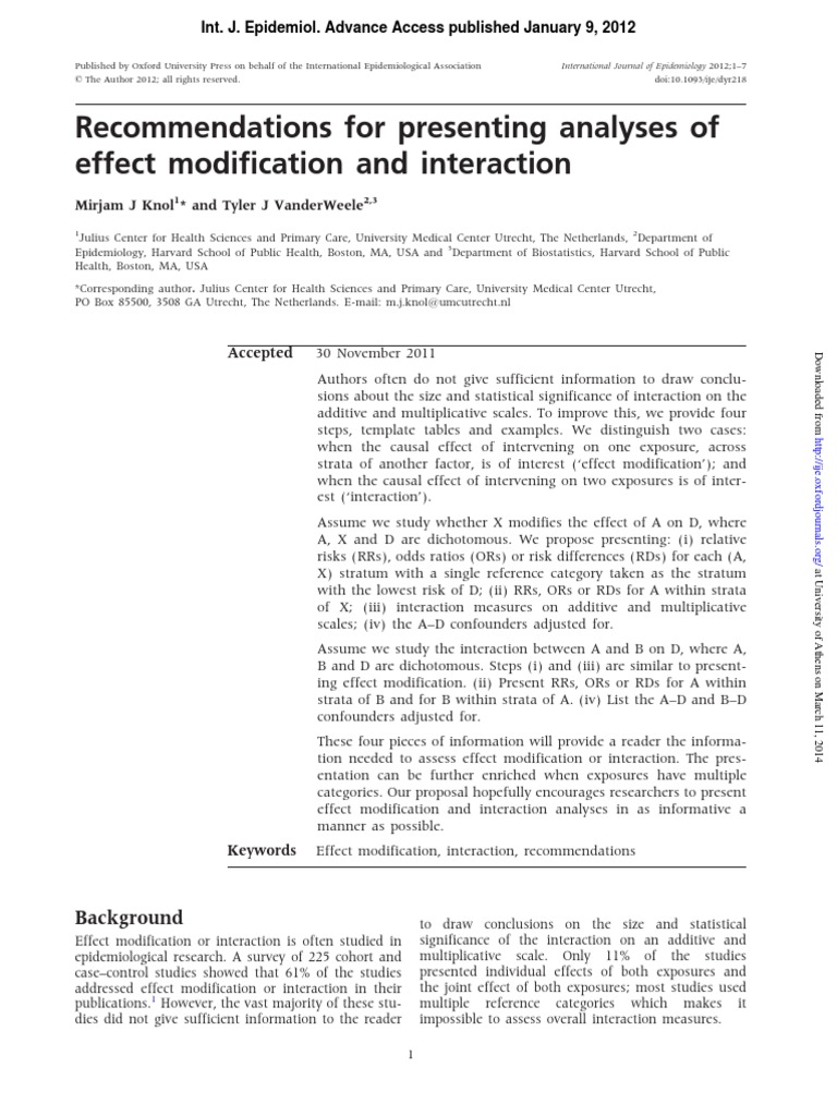 Recommendations for presenting analyses of effect modification and ...