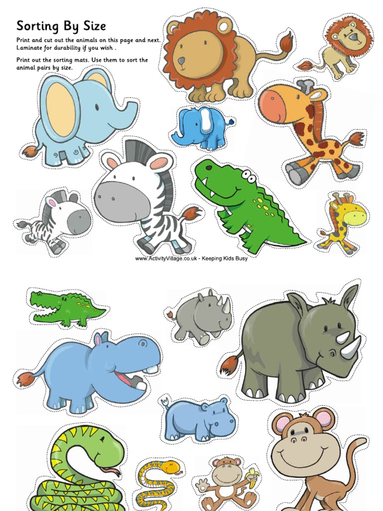 African Animal Sorting Big and Small | PDF