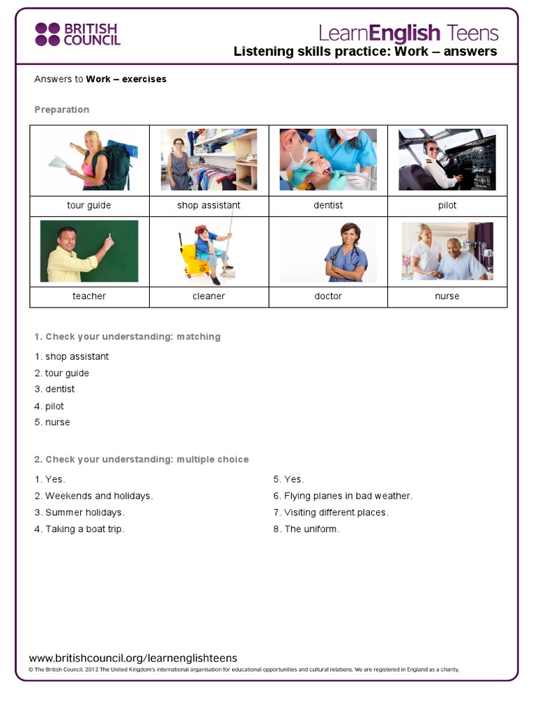 Listening Skills Practice: Work - Answers: Preparation | PDF