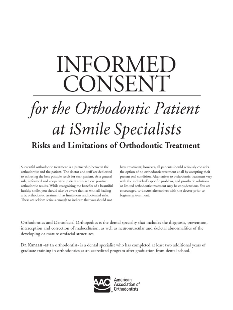 Informed Consent ORTHO Test | PDF | Orthodontics | Human Tooth