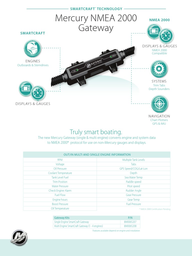Mercury NMEA 2000 Gateway | Pressure | Engines