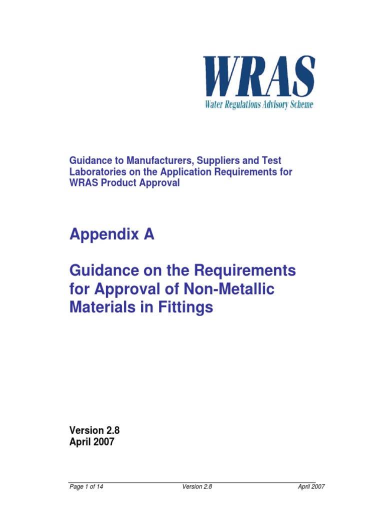 WRAS Approval Guide for Non-Metallics | PDF | Thermoplastic | Paint