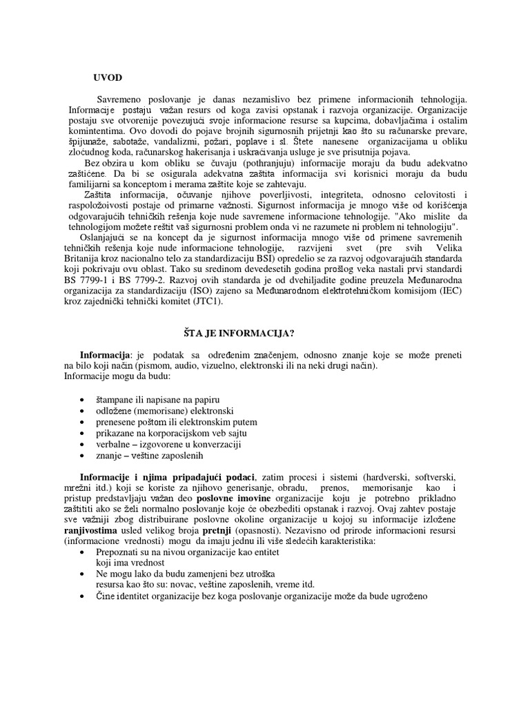 Bezbednost I Zastita Informacija | PDF