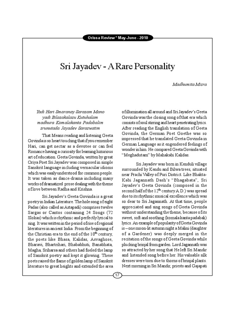 Sri Jayadev | PDF | Poetry | Religion And Belief