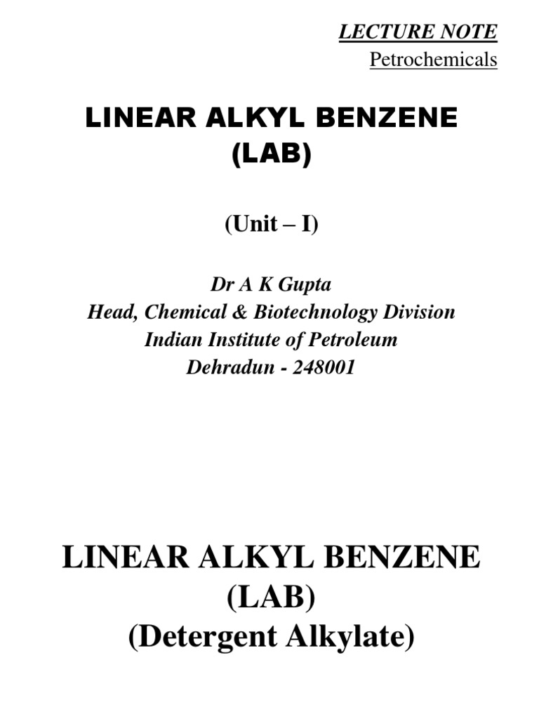 LAB (Detergent Alkylate) Presentation | PDF | Alkene | Alkane