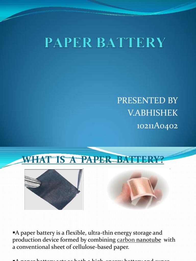Paper Battery | PDF | Lithium Ion Battery | Carbon Nanotube