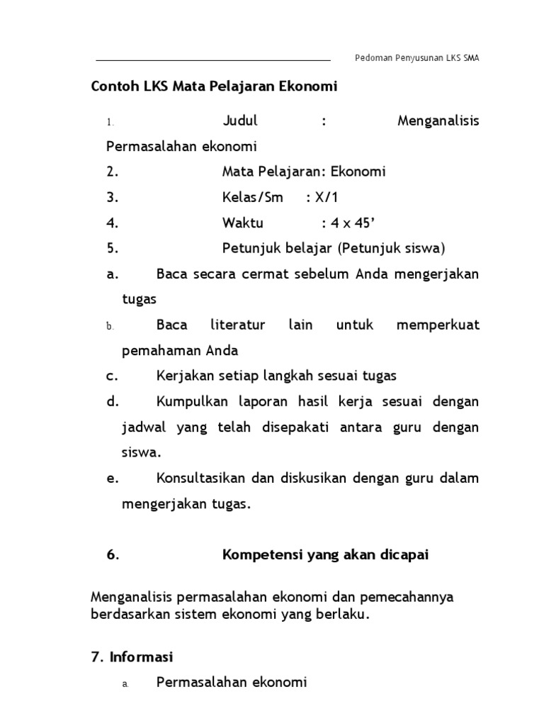 Contoh Bentuk LKS | PDF