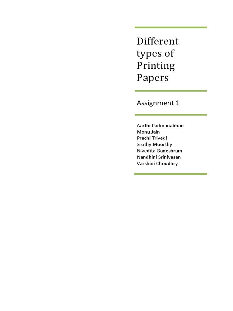 Different Types of Printing Papers | PDF