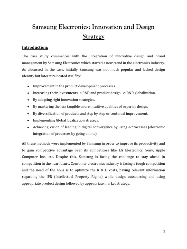 Samsung Electronics Innovation and Design Strategy | PDF | Samsung ...