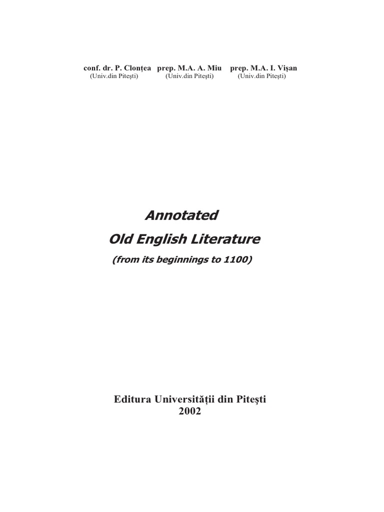 Old English Literature From The Beginnings To 1100 | PDF