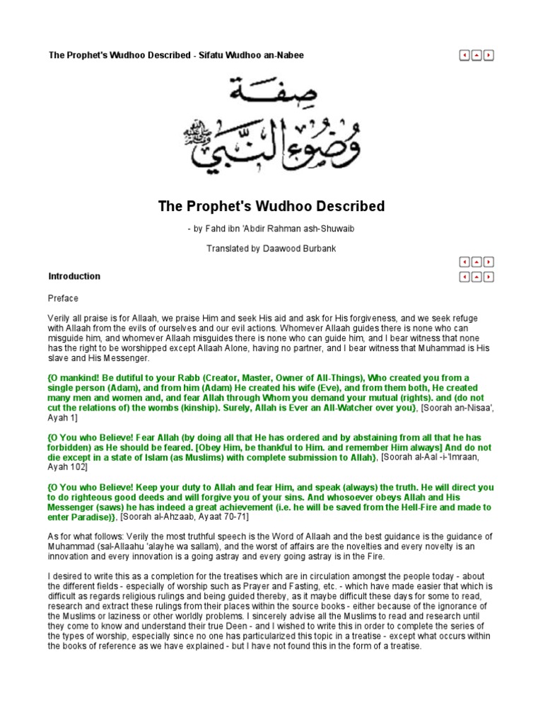 Prophets Wudhu Described | PDF