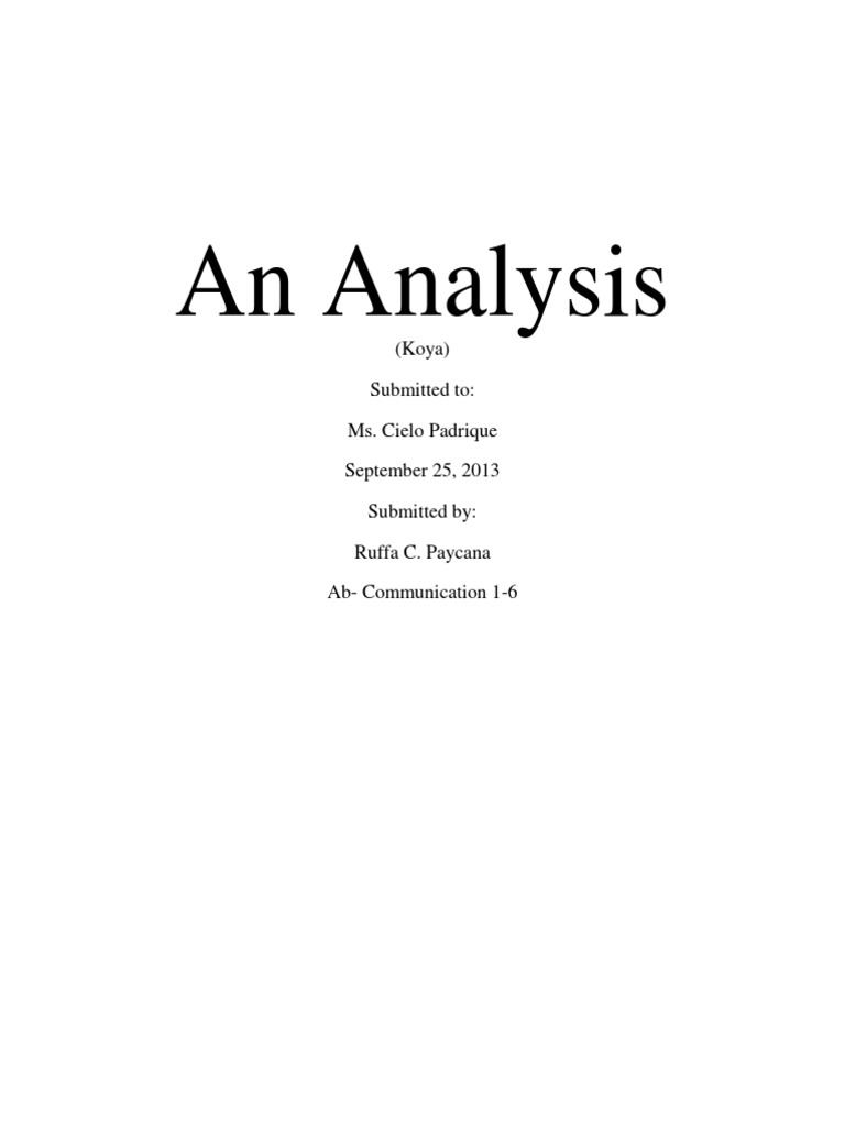 An Analysis in English