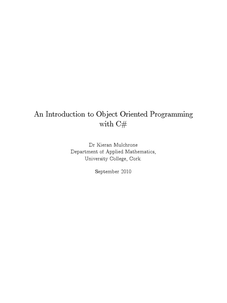 An Introduction To Object Oriented Programming | PDF | C (Programming ...