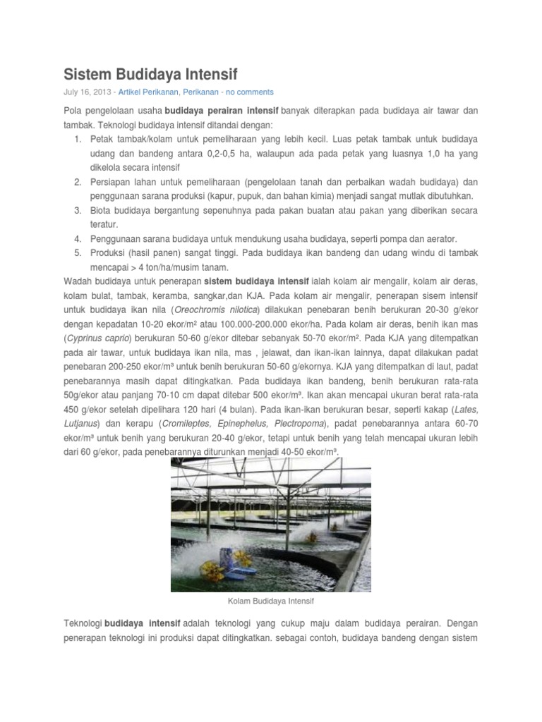 Sistem Budidaya Intensif | PDF