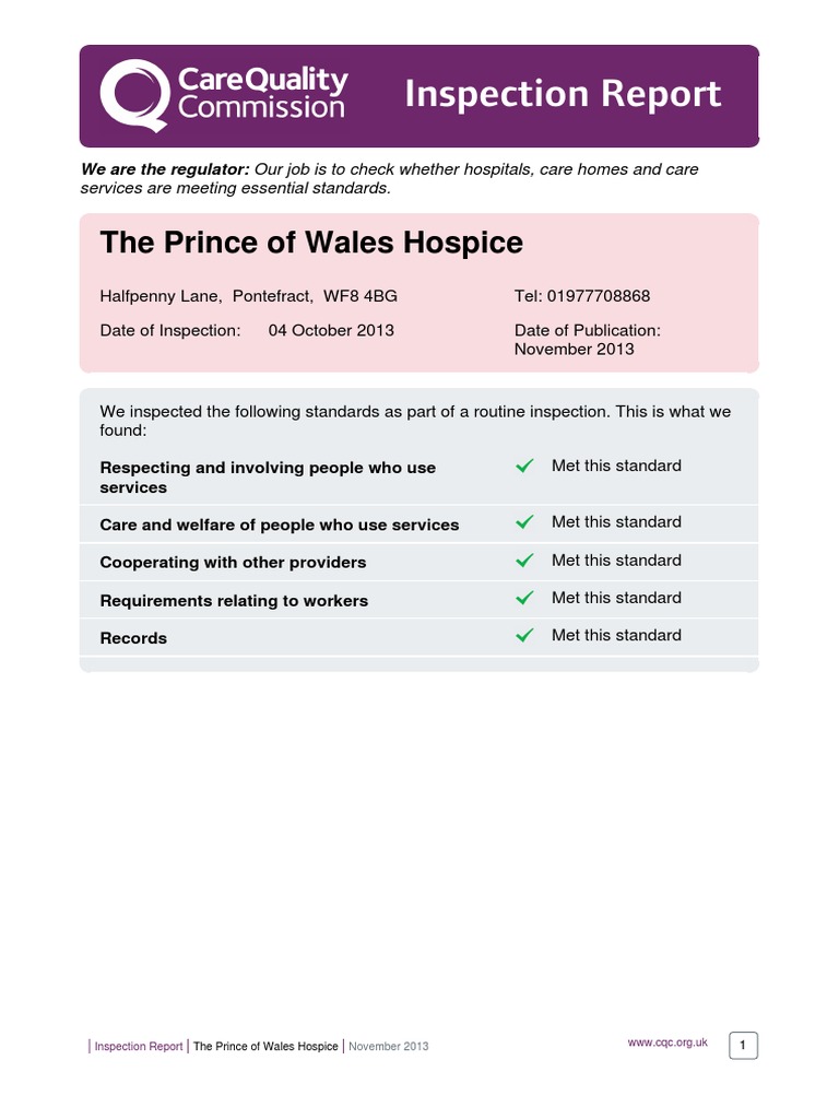 CQC Inspection Report | Download Free PDF | Palliative Care | Health Care