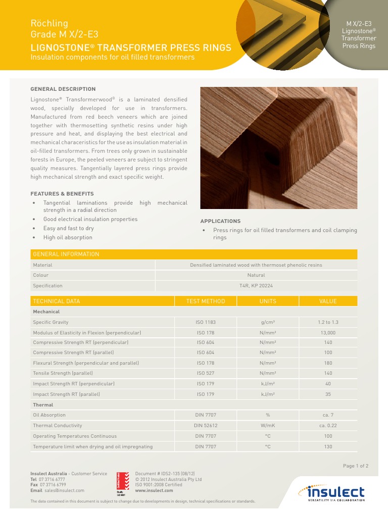 Lignostone Transformer Press Rings | PDF | Transformer | Strength Of ...