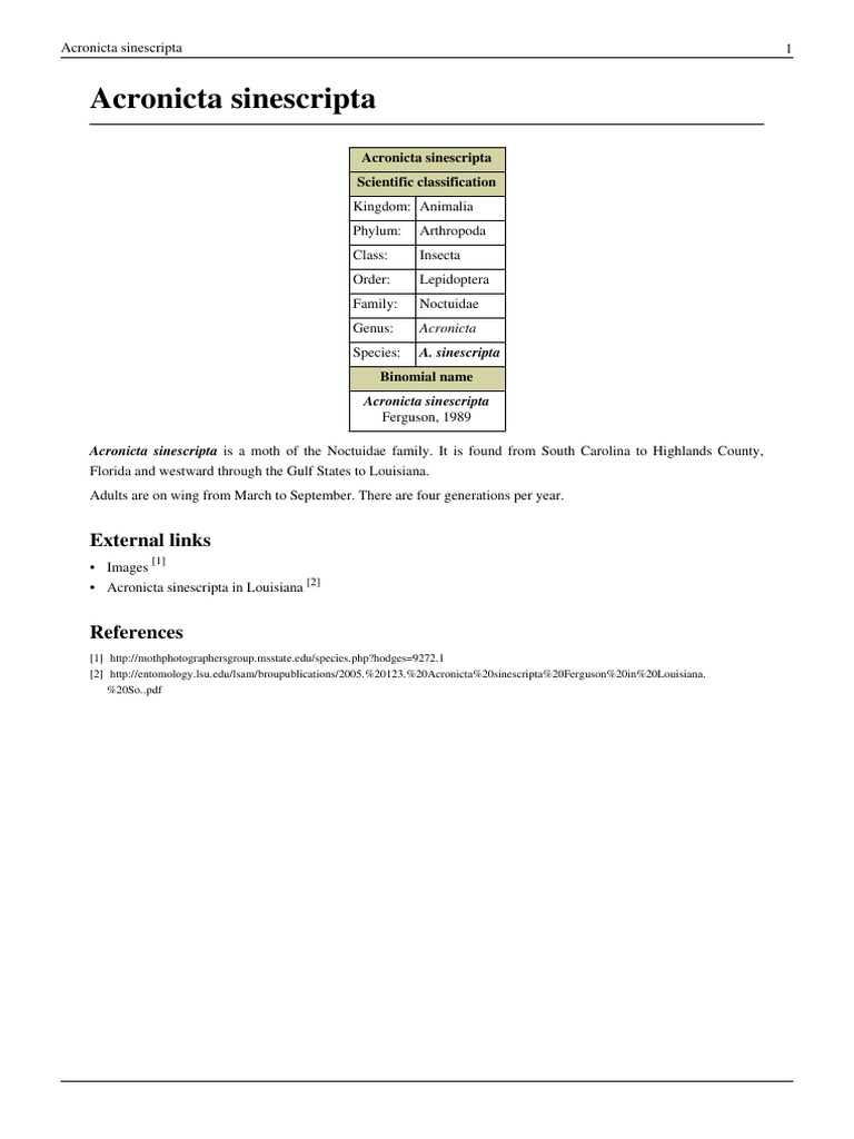 Acronicta Sinescripta: External Links | PDF