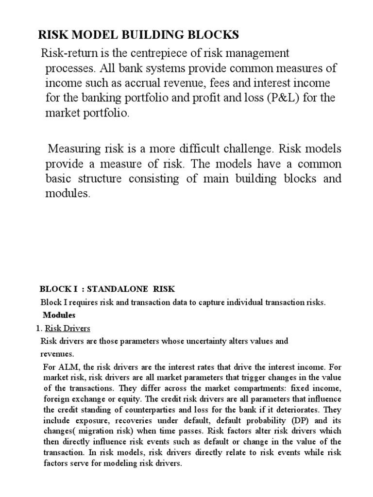 Risk Model Blocks | PDF | Diversification (Finance) | Risk