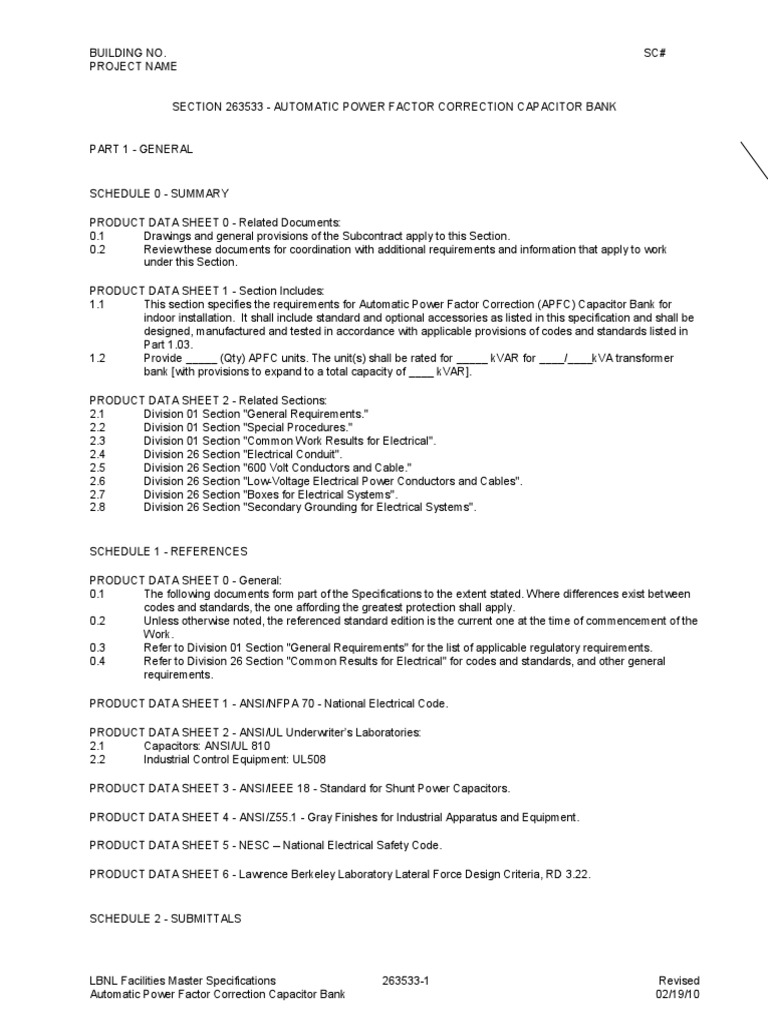 Automatic Power Factor Correction Capacitor Bank | PDF