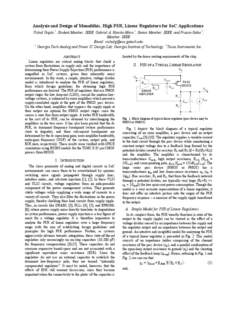 7418.LDO PSRR Analysis Rincon Mora | PDF | Amplifier | Mosfet