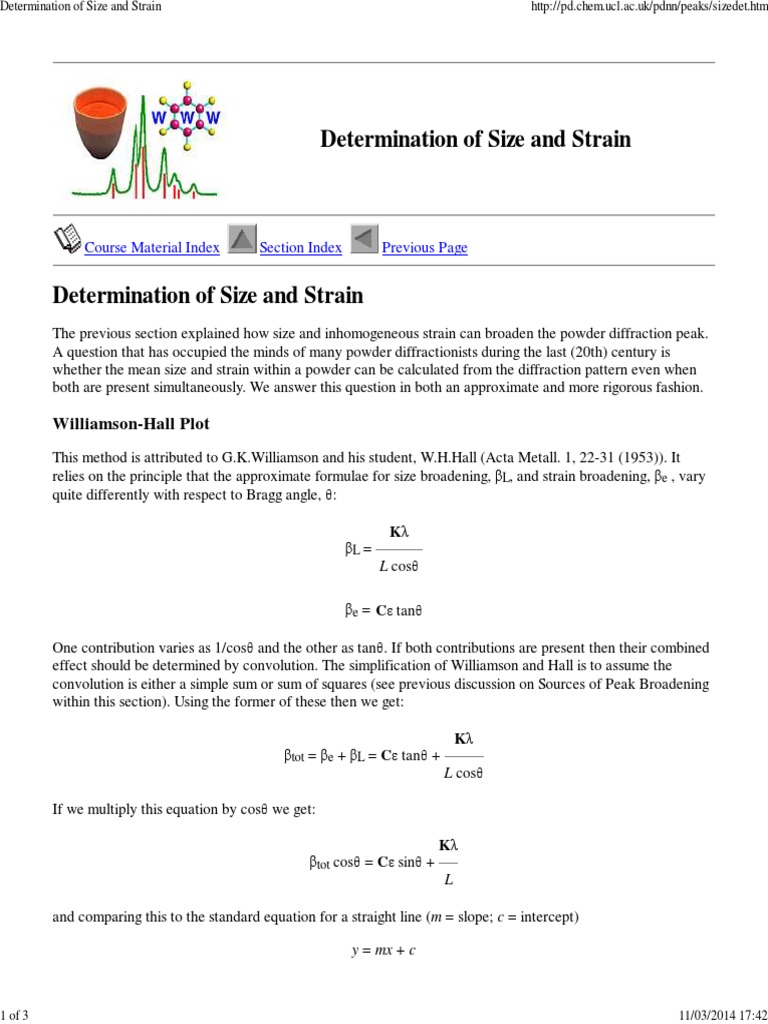 Determination of Size and Strain | PDF | X Ray Crystallography ...