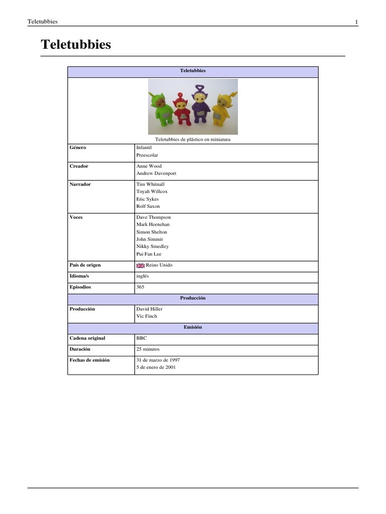 Teletubbies: Historia y personajes | PDF | Red de televisión | Televisión