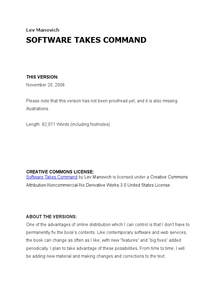 Software Takes Command by Lev Manovich | PDF | Graphical User ...