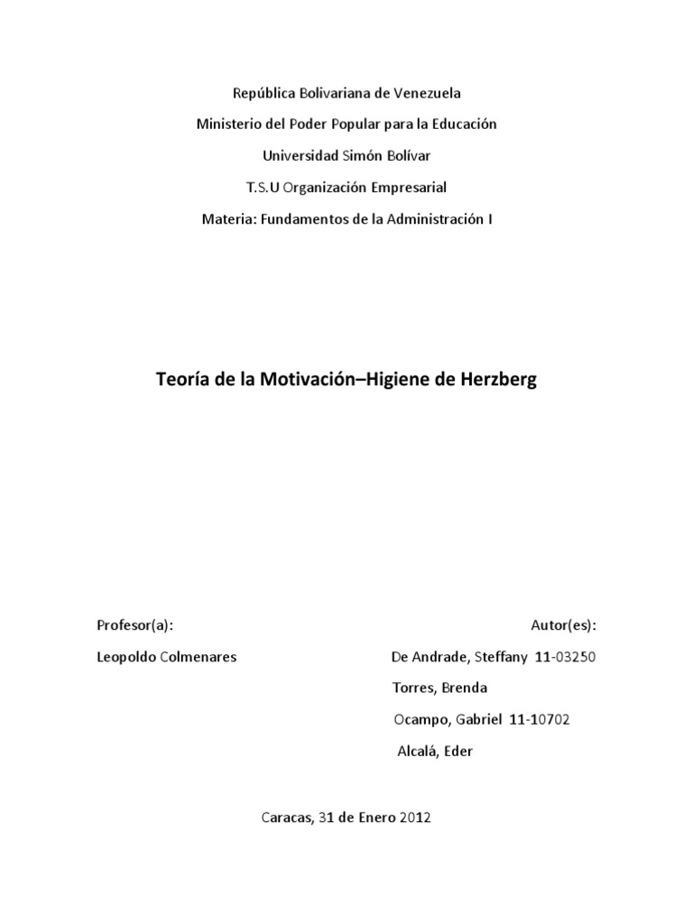 Factores Higiénicos de Herzberg | PDF | Conceptos psicologicos | Sicología