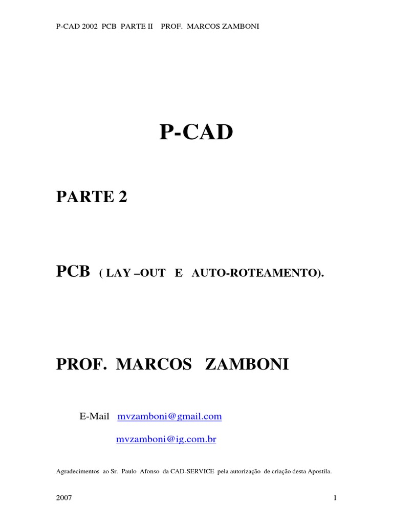 P-Cad Apostila Parte 2 PCB | PDF | Placa de circuito impresso | Impressão