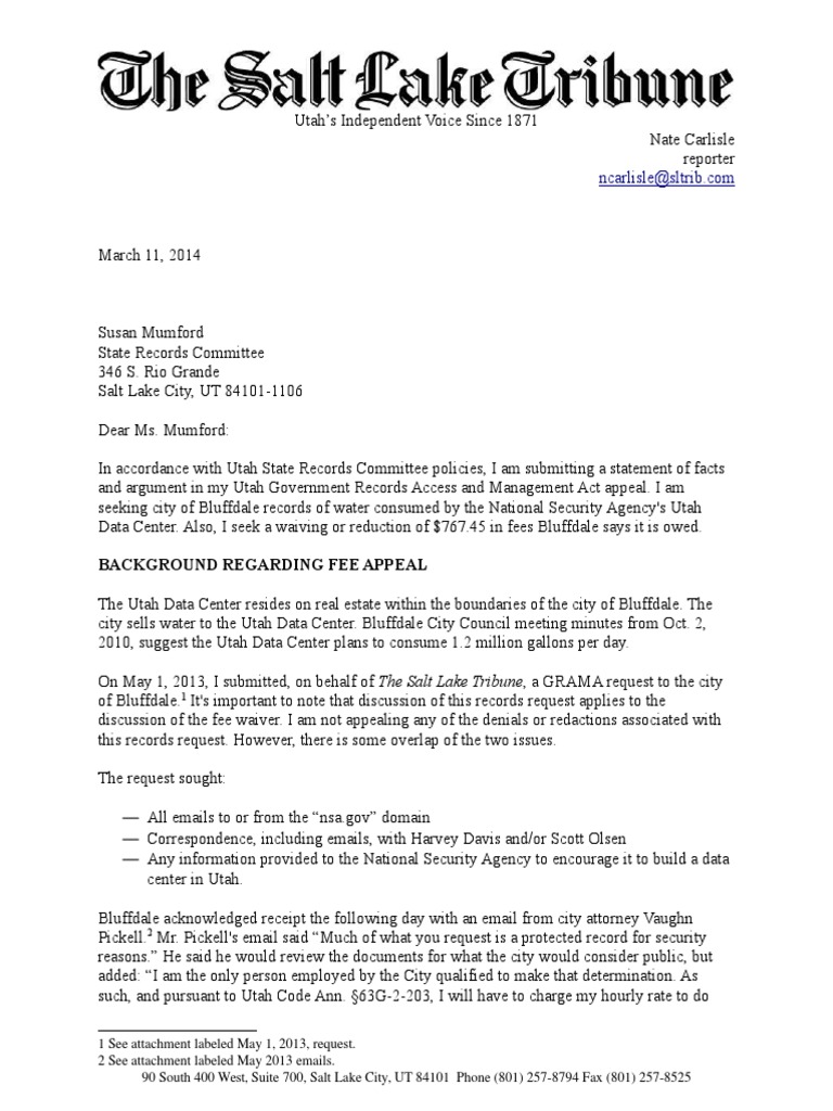 Bluffdale NSA Water Records Appeal | PDF | Computing | Computing And ...