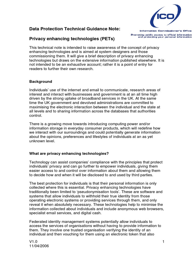 An Introduction to Privacy Enhancing Technologies: Facilitating ...