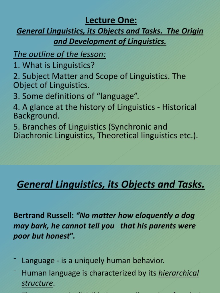 Lecture 1 General Linguistics Its Objects... | PDF | Linguistics ...