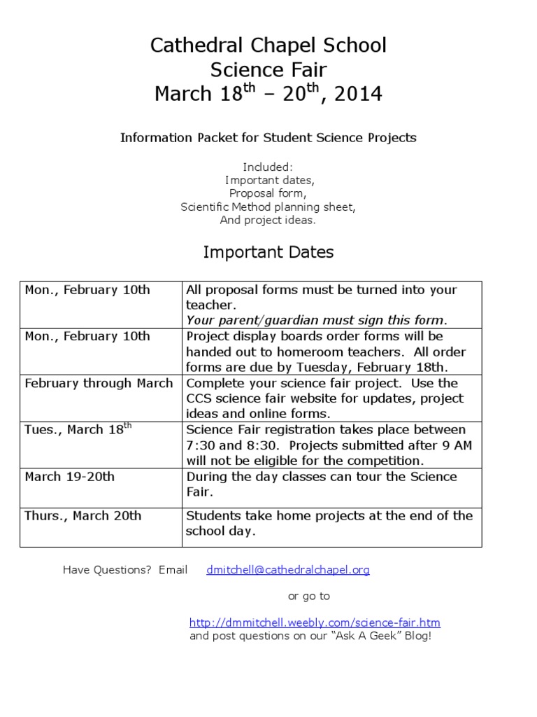 2013-14 Science Fair Packet | PDF | Experiment | Hypothesis