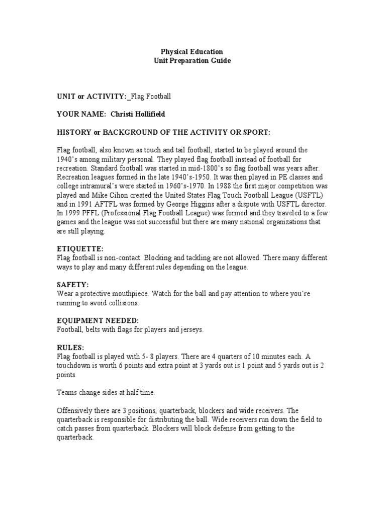 PE Guide: Flag Football Basics | PDF | College Football Conference ...