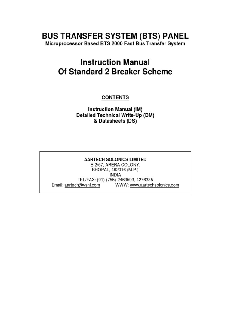 Auto Bus Transfer Scheme in Power Plants | PDF | Relay | Electronic ...